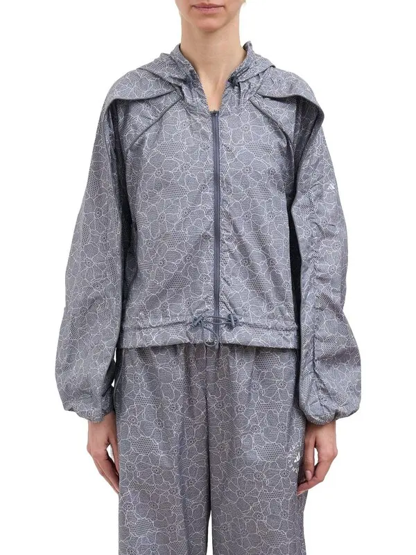 Adidas By Stella McCartney Printed Technical Fabric Zip-up Hooded Sweatshirt - Grey