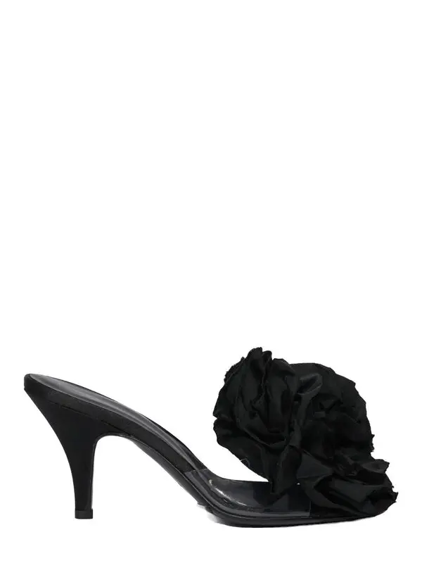 Liviana Conti Wanda Pvc Mules With Satin Flower Embellishment - Black