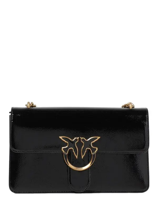 Pinko Shoulder Bag With Gold Tone Buckle - Black