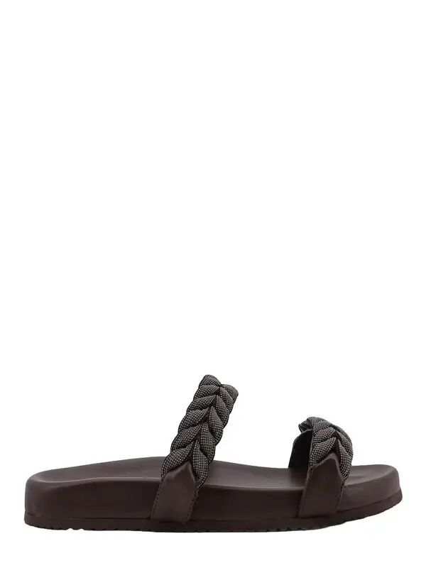 Brunello Cucinelli Braided Embellished Heeled Sandals - Dark