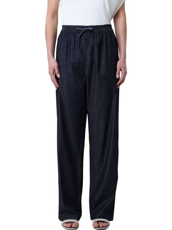 Emporio Armani Stretch Cotton Wide-leg Trousers - Blue