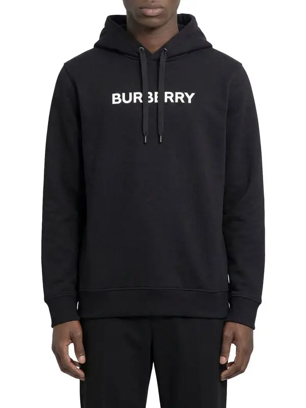 Burberry Logo Cotton Hoodie - Black