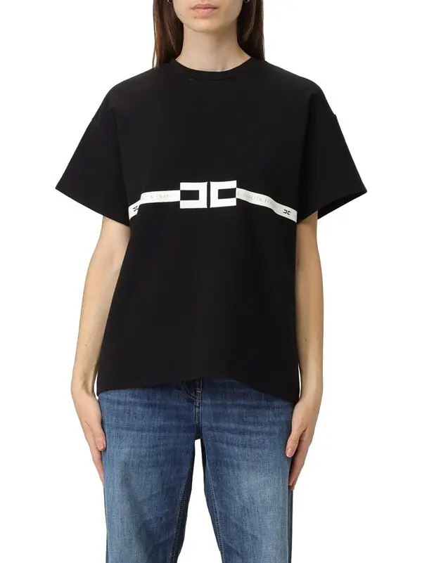 Elisabetta Franchi T-shirt With Logo Detail - Black