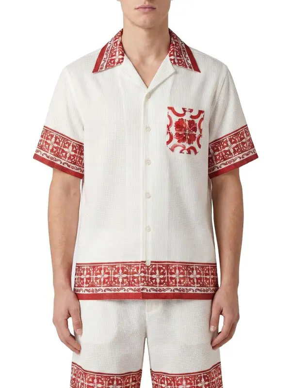 Dolce & Gabbana Short-sleeve Silk Bowling Shirt With Majolica Print - Red