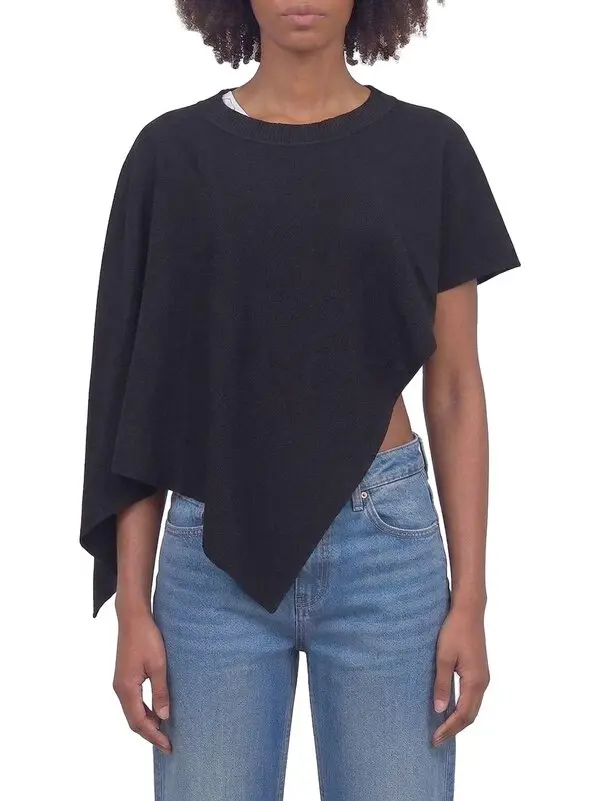 Liviana Conti Asymmetric Viscose Blend Top - Black