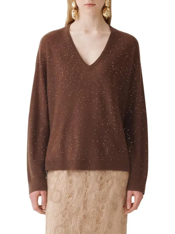 Fabiana Filippi Embellished V-neck Jumper - Ebony