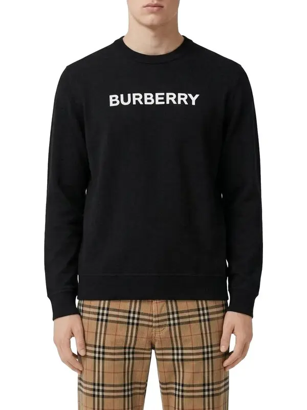 Burberry Cotton Crew Neck Sweatshirt With Logo - Black