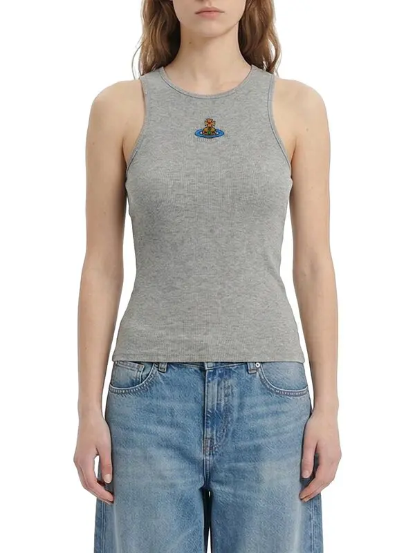 VIVIENNE WESTWOOD Ribbed T-shirt With Orb Emblem - Grey