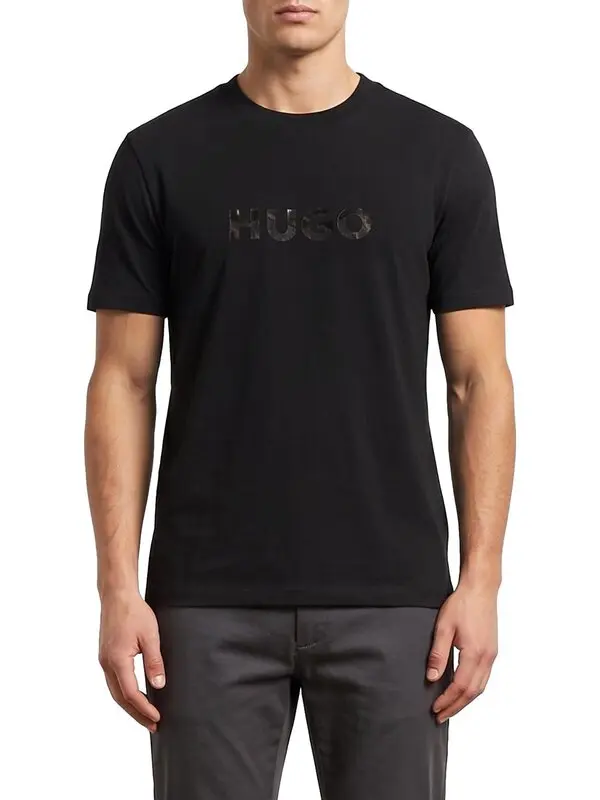 Hugo Cotton T-shirt With Logo - Black