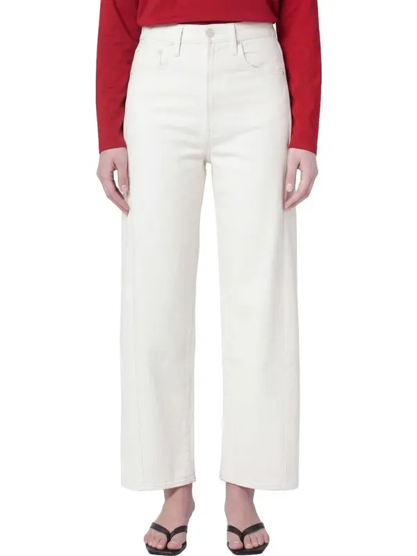 MOTHER Stretch Denim Cropped Fit Jeans - White