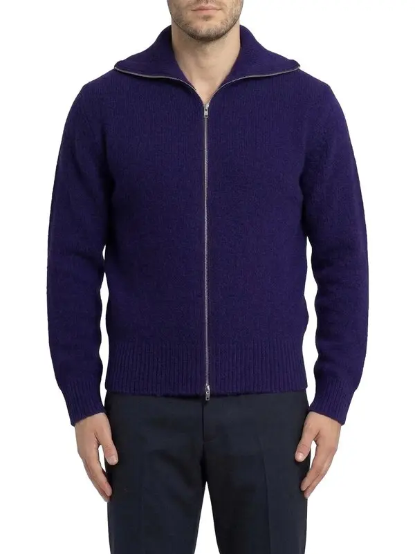 JIL SANDER Wool Blend Zip-up Cardigan - Ink
