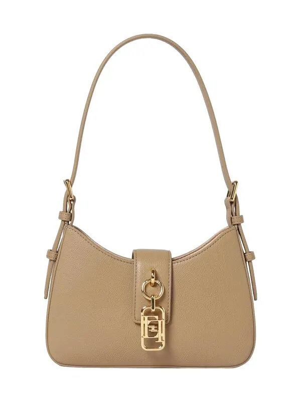 Elisabetta Franchi Small Hobo Bag With Charm - Beige