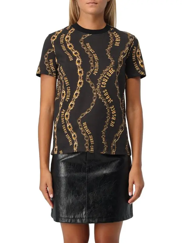 Versace Chain Print T-shirt - Black