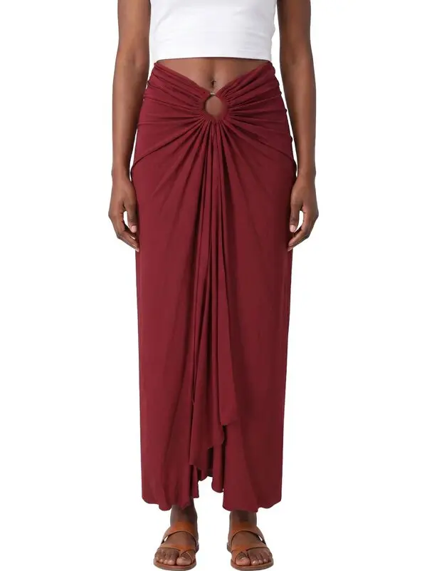 IV.AM Synthetic Jersey Draped Waist Pencil Skirt - Silver