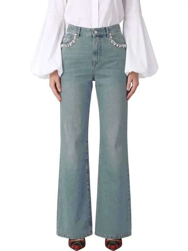 Alexander McQueen Flared Cotton Denim Jeans - Blue