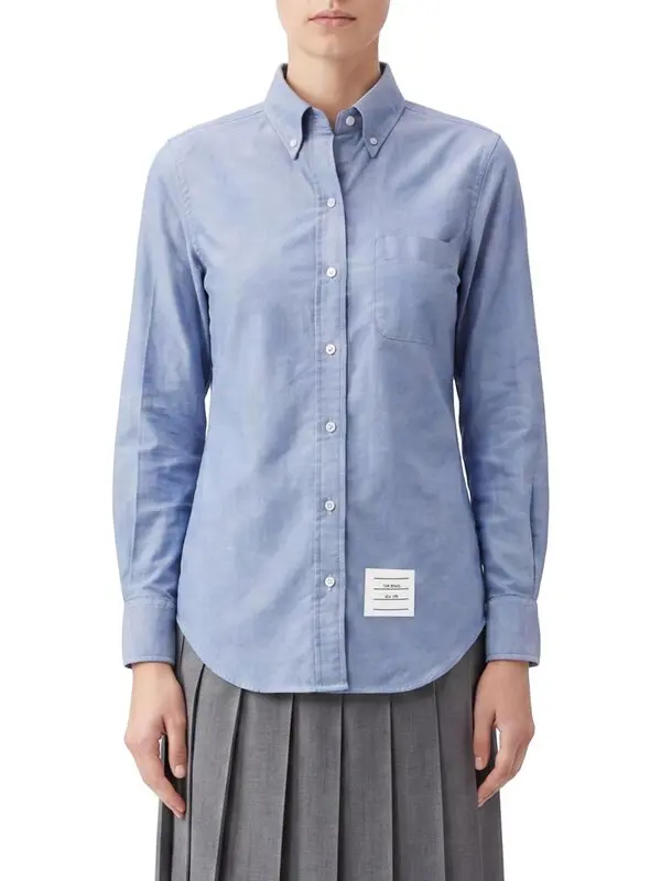 Thom Browne Slim Fit Cotton Poplin Button-down Collar Shirt - Sky