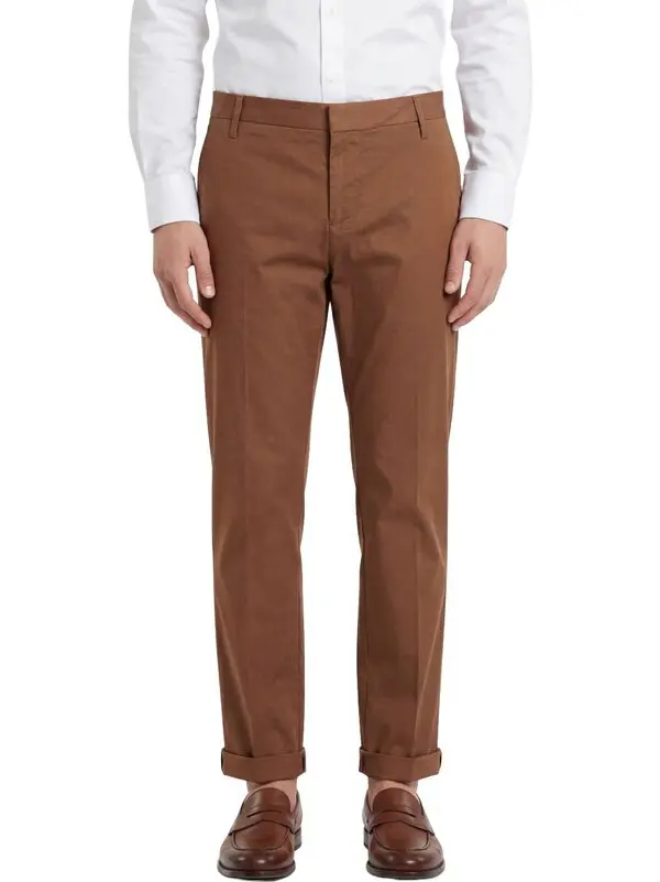 DONDUP Cotton Blend Chino Trousers - Brown