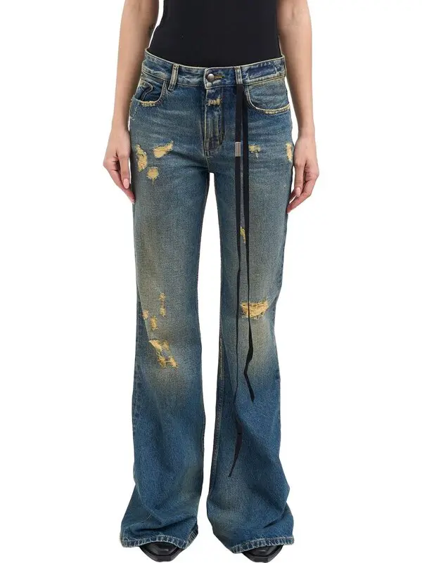 ANN DEMEULEMEESTER Distressed Denim Flared Jeans - Blue