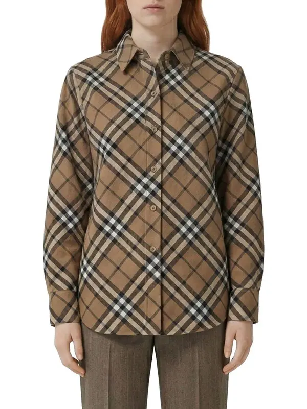 Burberry Vintage Check Wool Blend Shirt - Beige