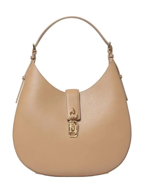 Elisabetta Franchi Round Hobo Shoulder Bag With Charm - Mud