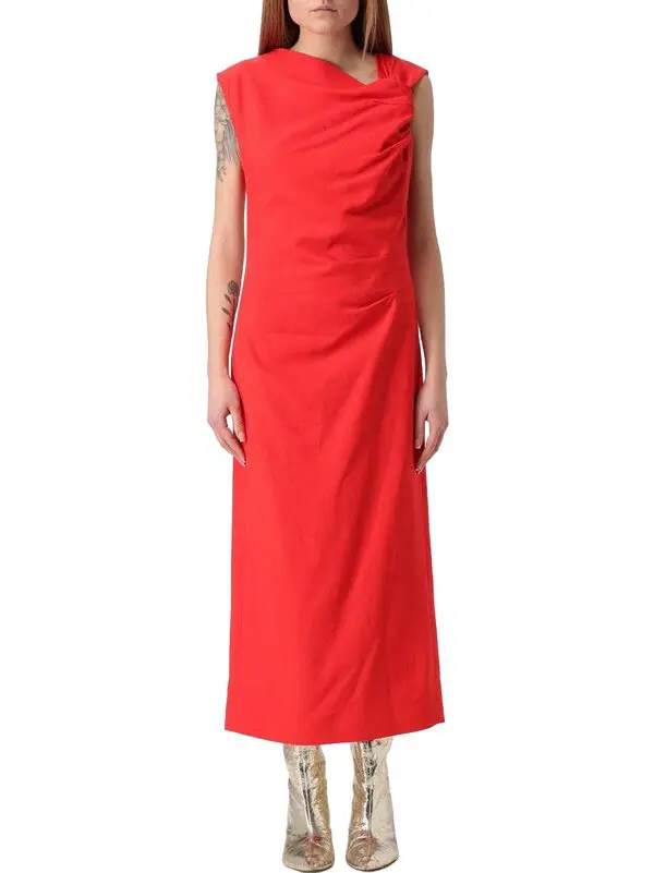 MSGM Draped Midi Dress - Red