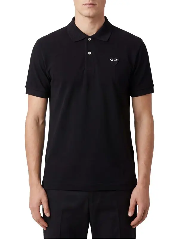 Play Comme Des Garcon Cotton Polo Shirt With Logo - Black
