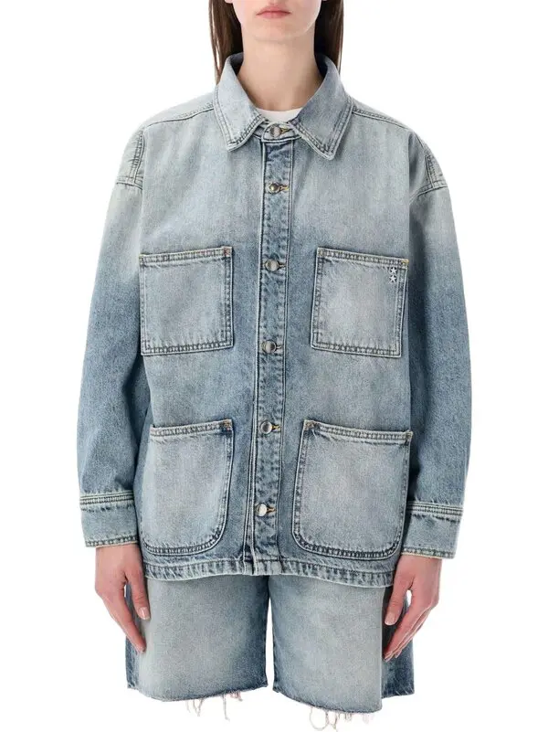 ICON DENIM LOS ANGELES Bleached Denim Jacket - Blue