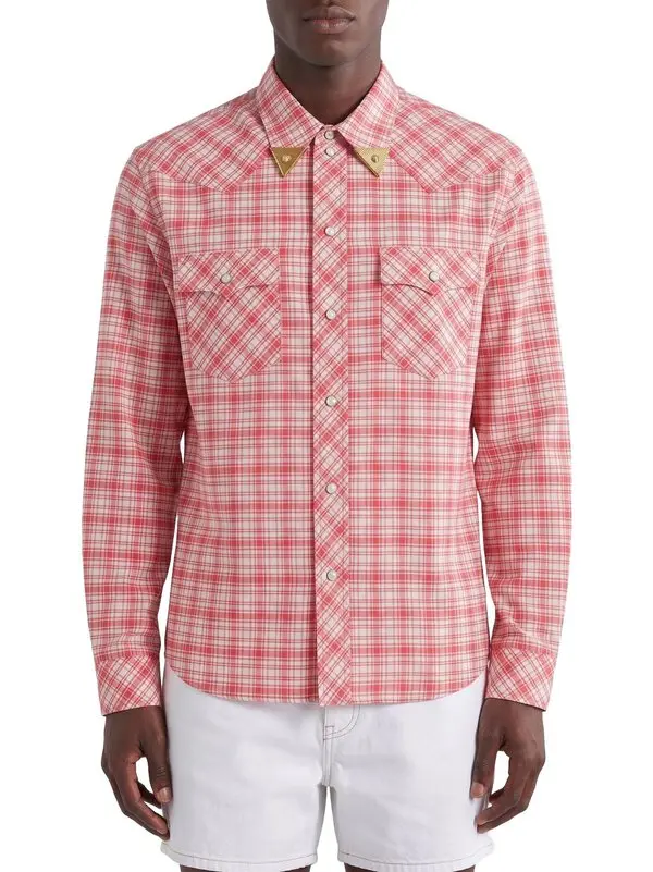 Versace Check Cotton Shirt - Red