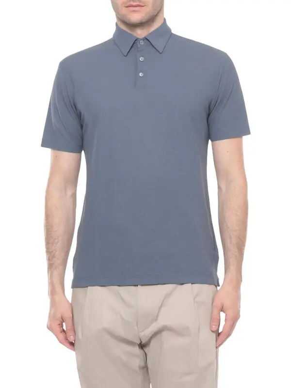 ZANONE Basic Cotton Polo Shirt - Blue 2