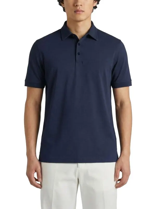 ZANONE Basic Cotton Polo Shirt - Blue