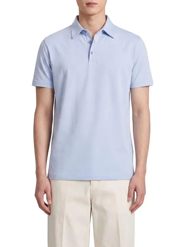 ZANONE Basic Cotton Polo Shirt - Gnawed Blue