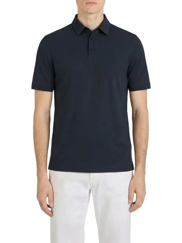 ZANONE Basic Cotton Polo Shirt - Navy