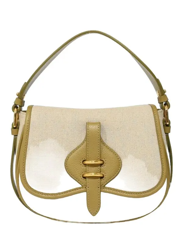 COCCINELLE Mavery Mini Handbag In Canvas And Grained Leather - Green