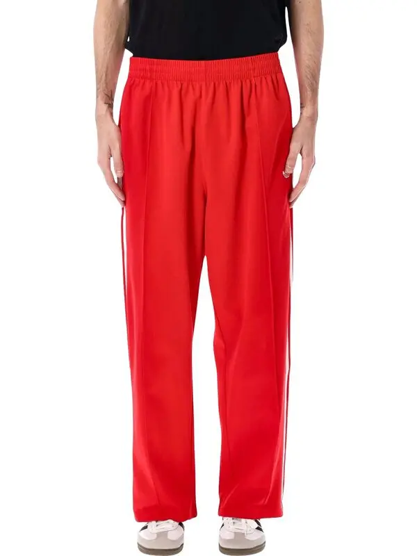ADIDAS ORIGINALS Wide Leg Trousers With Contrast Stripes - Red