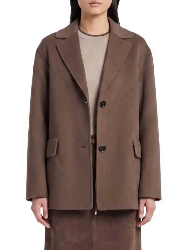 Max Mara Short Single-breasted Coat In Pure Virgin Wool - Gold
