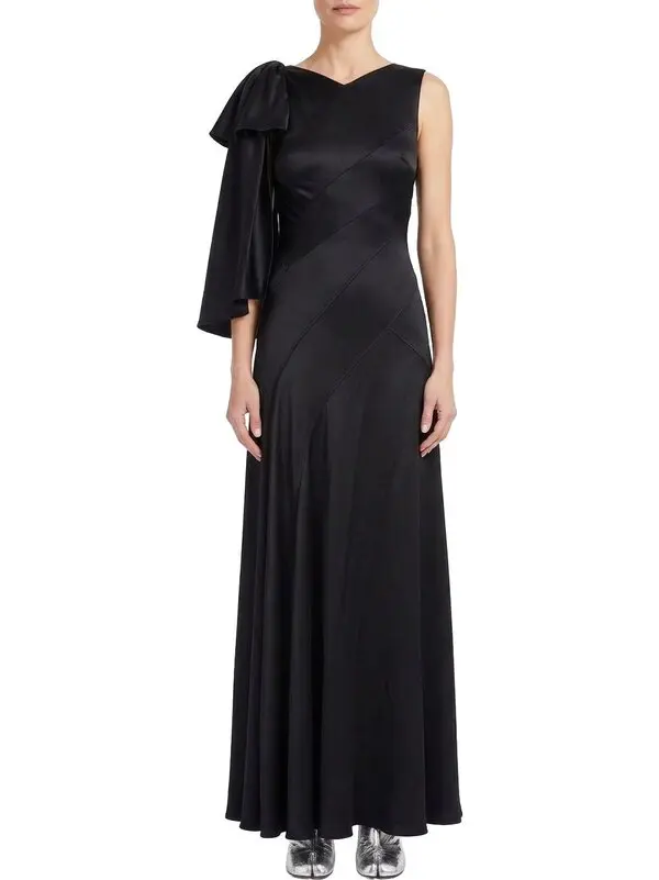MAISON MARGIELA Satin Gown With Bow Detail - Black