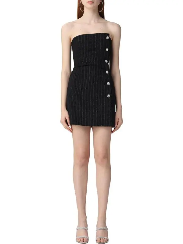Alessandra Rich Pinstripe Mini Dress - Black