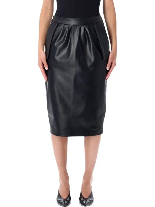 Stella McCartney High-waisted Midi Pencil Skirt In Smooth Synthetic Leather - Black
