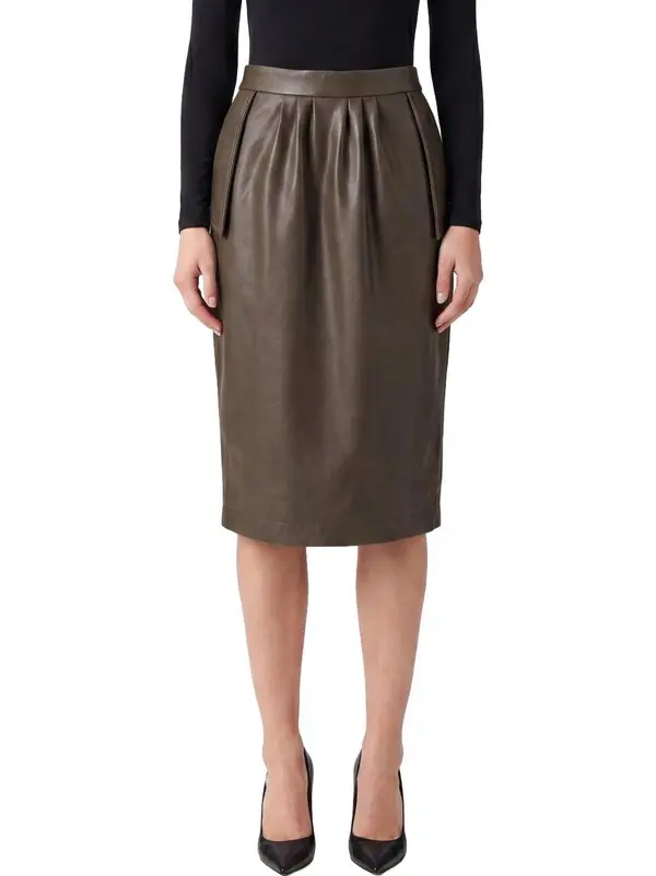 Stella McCartney High-waisted Midi Pencil Skirt In Smooth Synthetic Leather - Brown