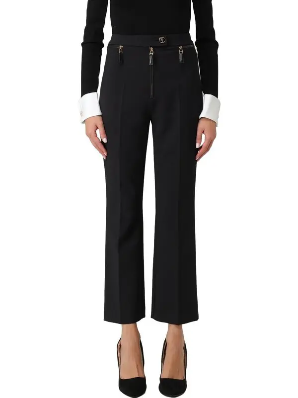 Elisabetta Franchi Tailored Trousers With Zip Detail - Black