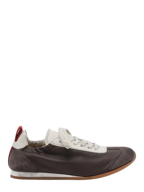 UMA WANG Leather And Suede Lace-up Sneakers - Brown