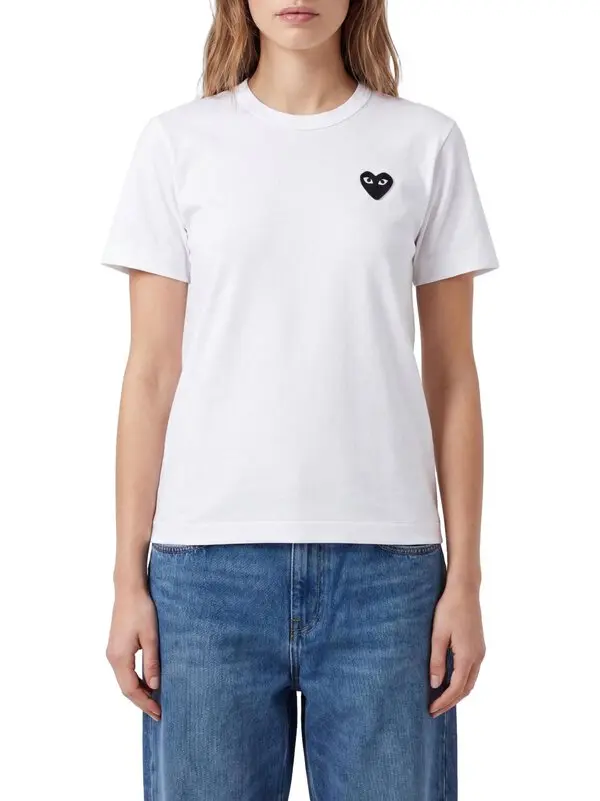 Play Comme Des Garcon Cotton T-shirt With Logo - White