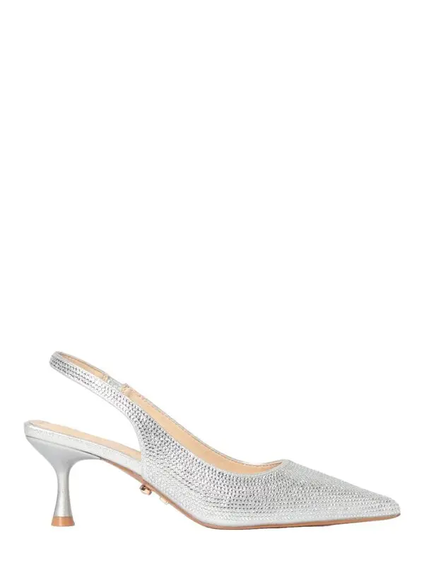 TWENTY FOURHAITCH Phuket Rhinestone Fabric Slingback - Silver