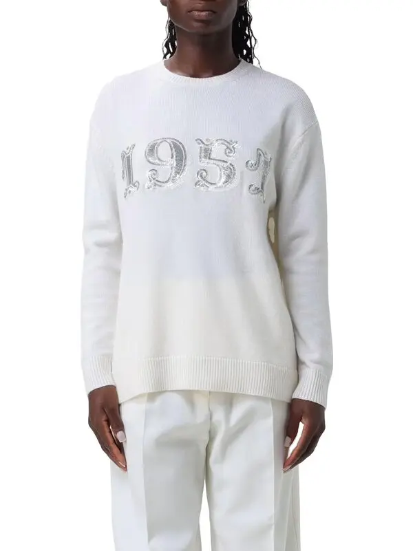 Max Mara Jumper With Sequinned '1951' Detail - White