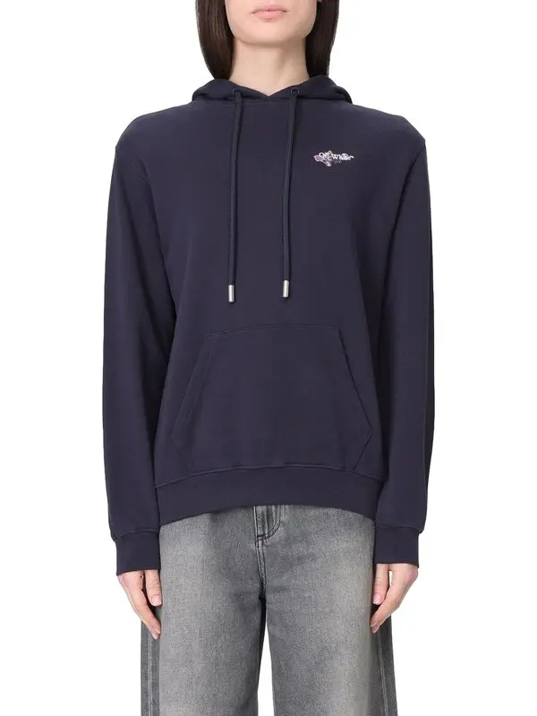 Off-White Graphic Print Hoodie - Navy
