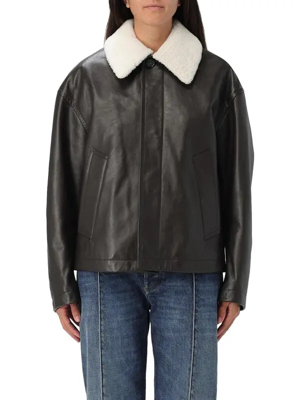 Bottega Veneta Leather Jacket With Shearling Collar - Brown