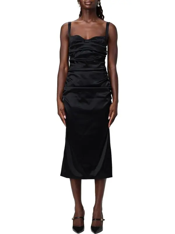 Dolce & Gabbana Ruched Midi Dress - Black