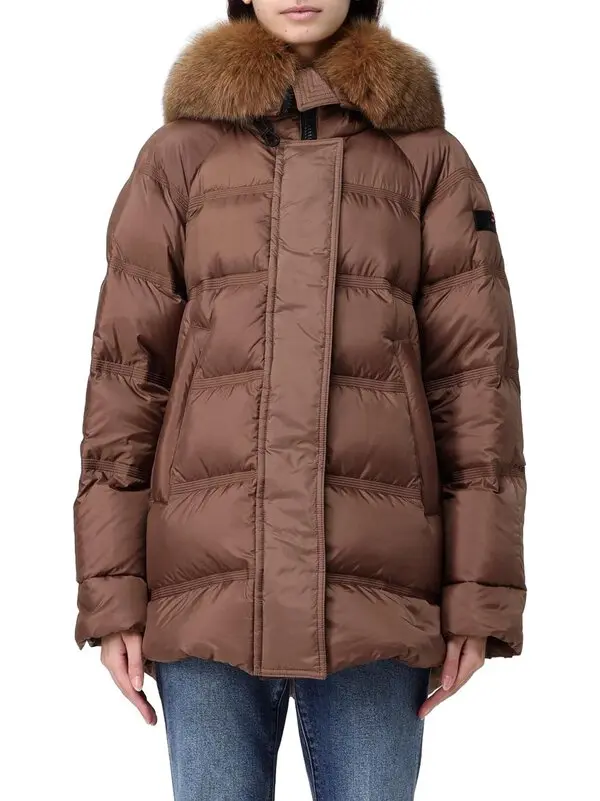 Peuterey Padded Jacket With Fur Hood - Brown