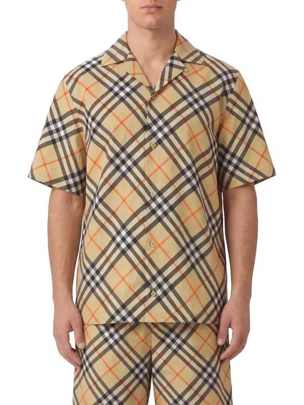 Burberry Silk Shirt With Vintage Check Print - Sand