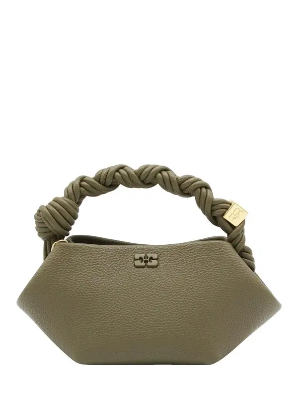 GANNI Butterfly Mini Recycled Leather Handbag With Braided Handle - Olive